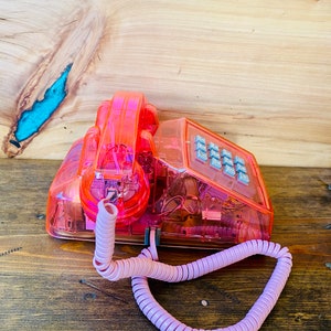 Vintage 1980s Clear Translucent Hot Pink Acrylic Tabletop Touch Tone ...