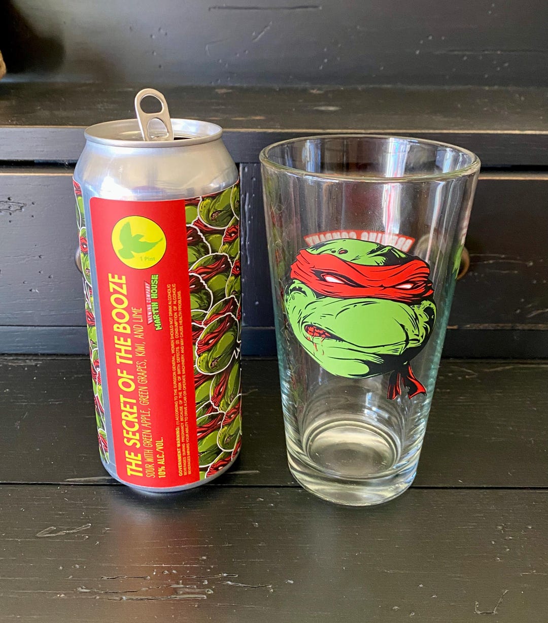 Secret of the Booze Teenage Mutant Ninja Turtle Themed Pint Beer Glass ...