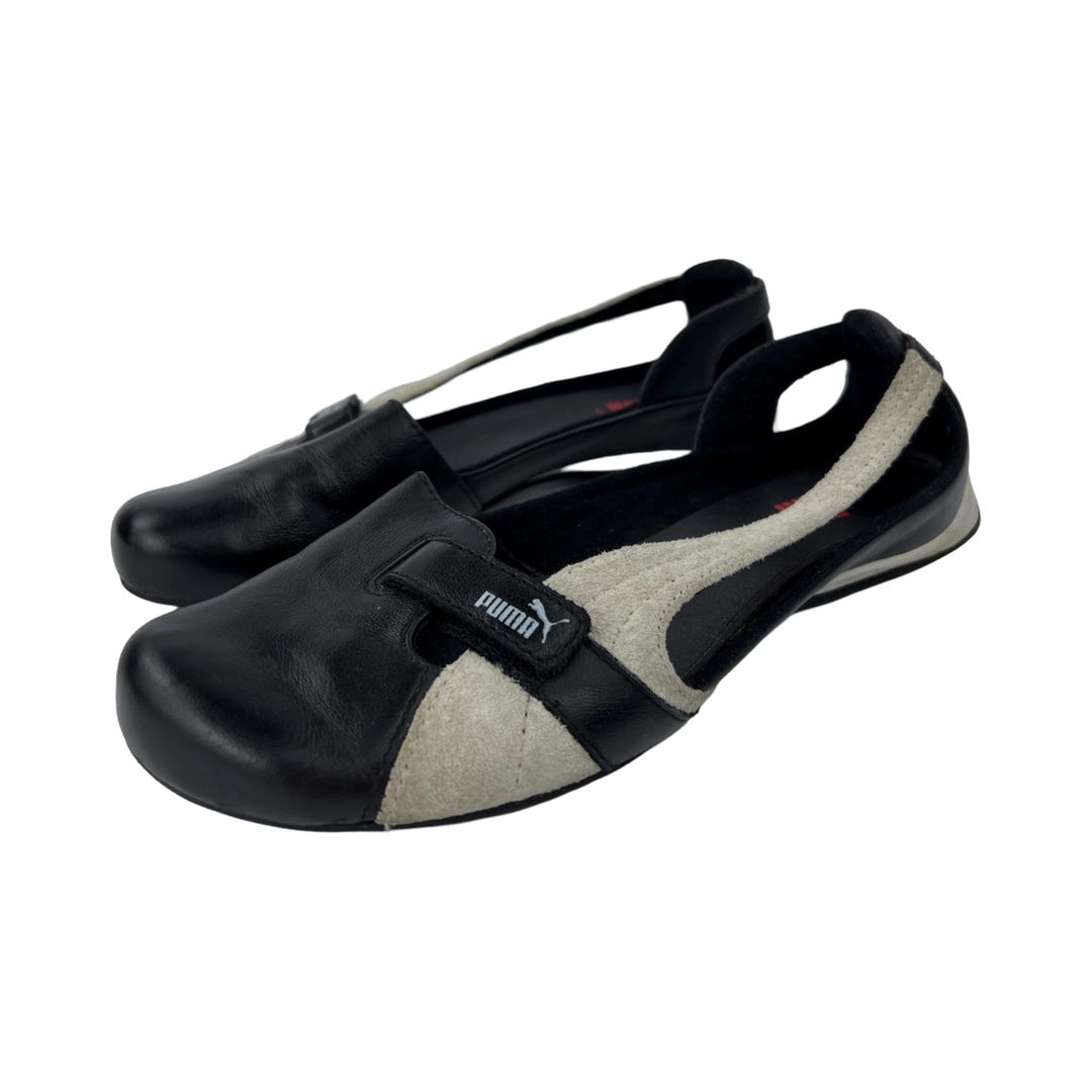 Vintage 00s Puma Speed Princess Ballerinas Black Leather Flats Shoes ...