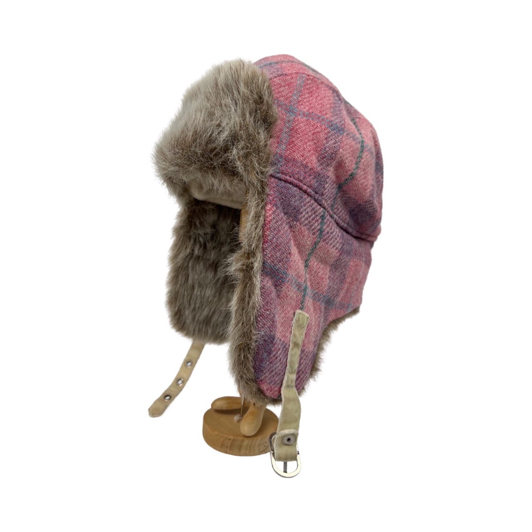 Y2K Wool Tweed Pink Ushanka Kidcore Hat Fuzzy Mohair Style Faux Fur - Etsy