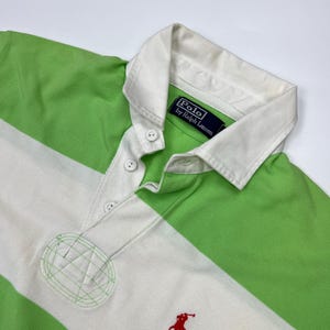 Vintage Polo Ralph Lauren Striped Rugby Shirt Chief Keef Green White ...