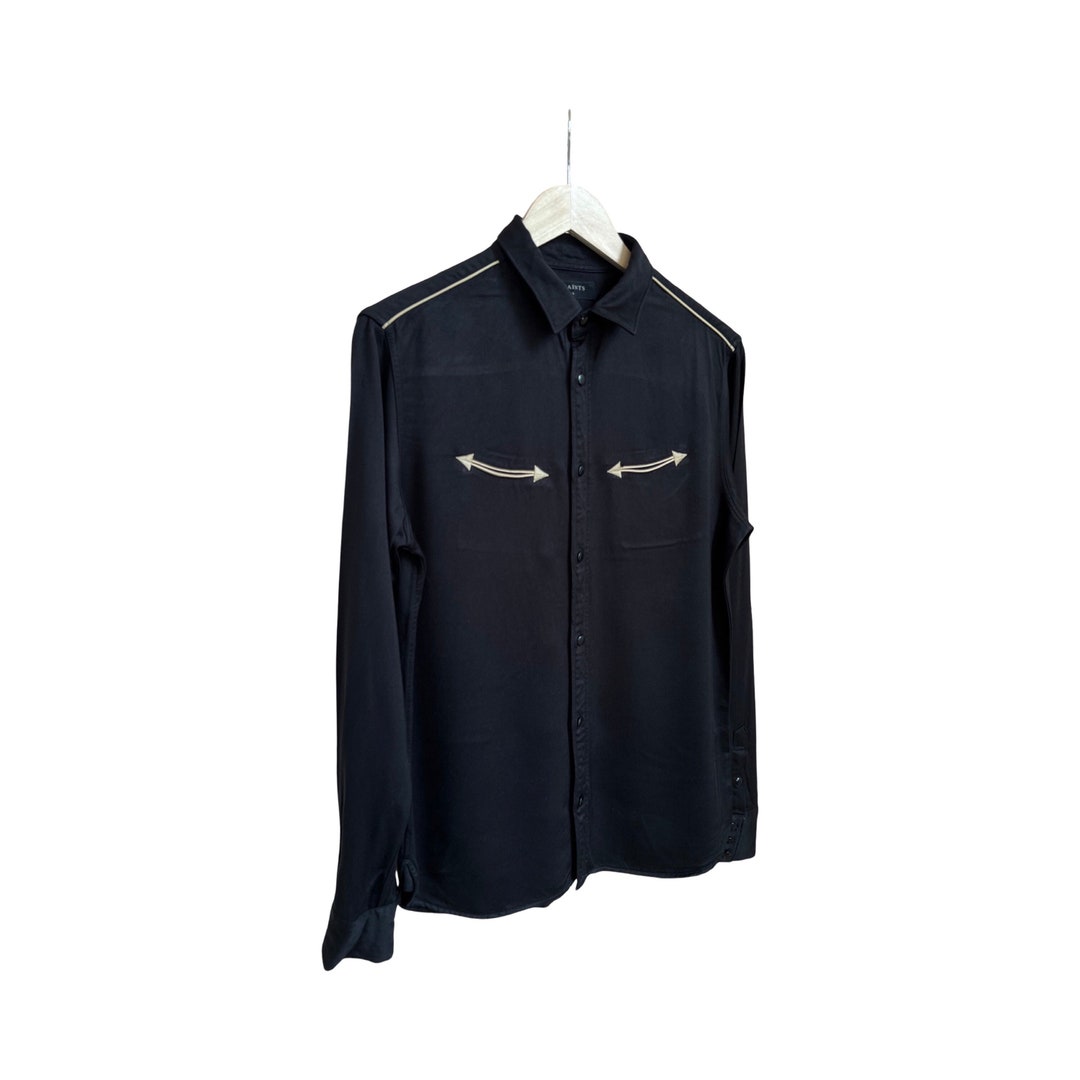 Allsaints Bounty LS Button Shirt Cowboy Style Black Viscose Men's S - Etsy
