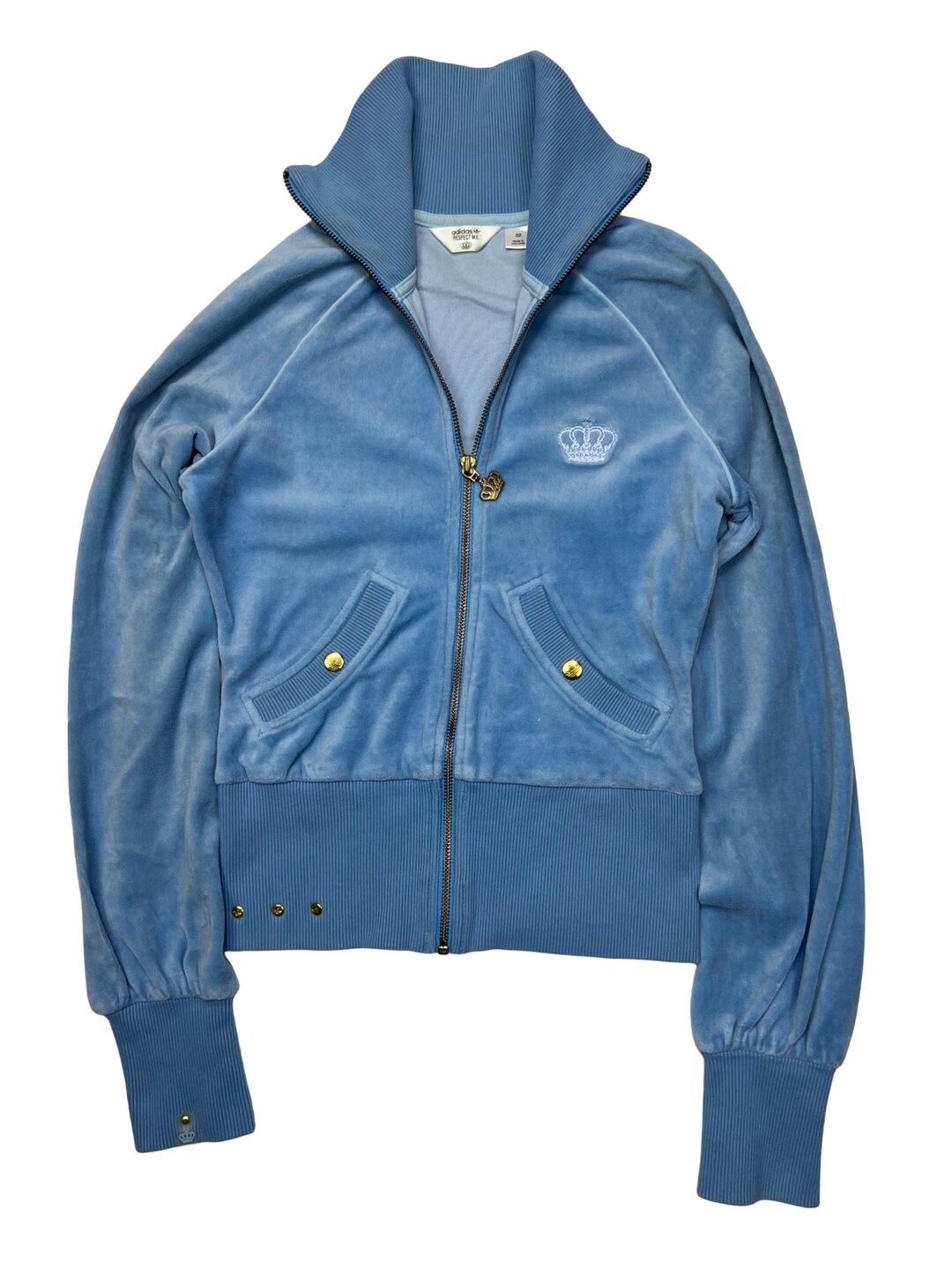 Vintage Adidas Respect Me Crown Logo Velvet Track Jacket Baby Blue ...