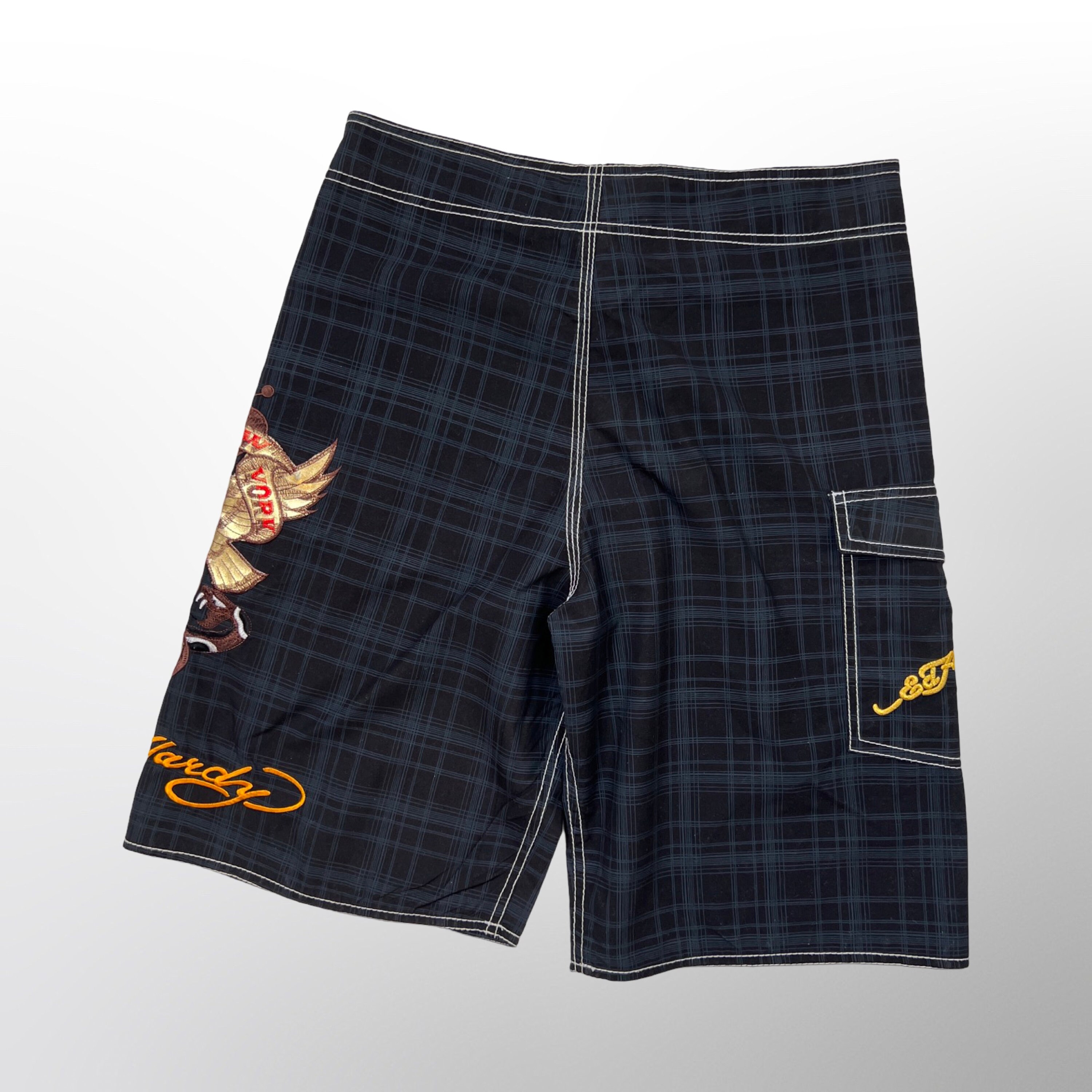 Y2K Ed Hardy Logo Embroidery Swimwear Shorts Size 32 Men's - Etsy