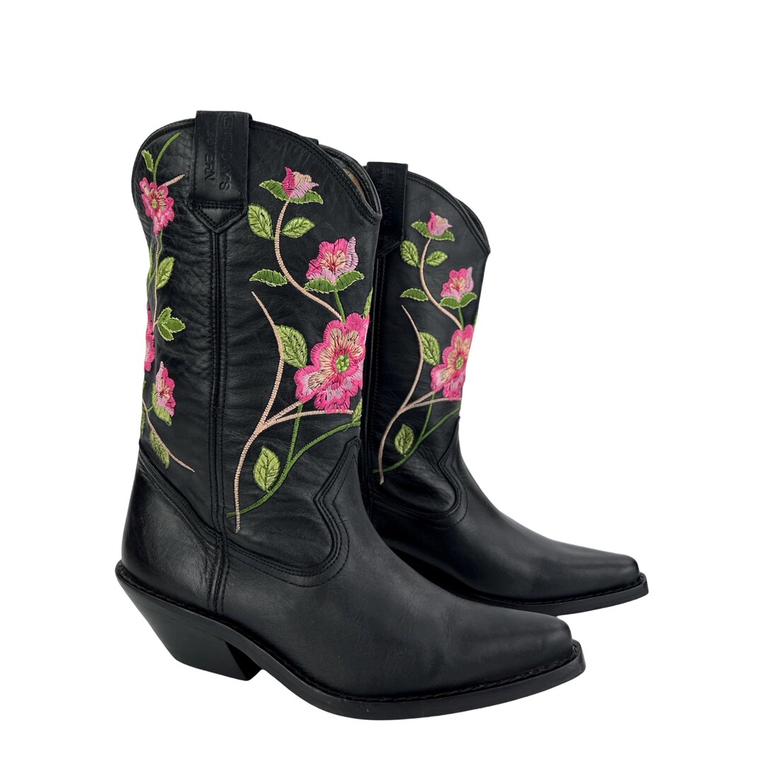 Rare Kentucky's Western Cowboy Boots Floral Embroidery Avant Garde ...