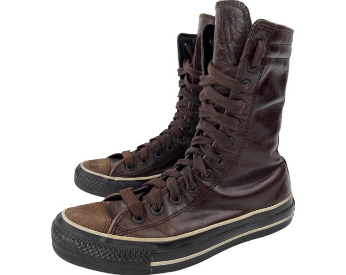 Y2K Converse High Top Brown Leather Sneakers Boots Size 6 US - Etsy
