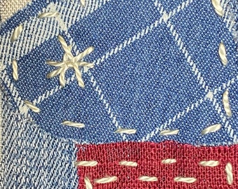 Boro-style Embroidered Iron-on Badge for Textile Customization / Iron ...