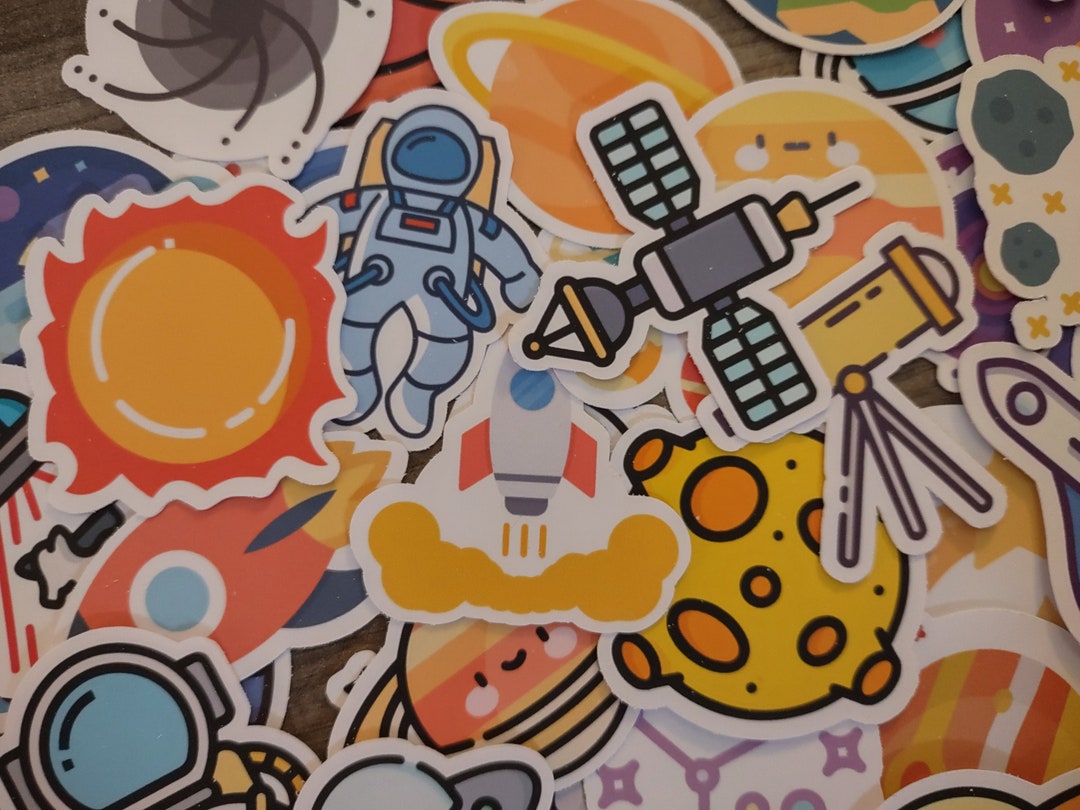 50 SPACE UFO Themed Stickers - Etsy