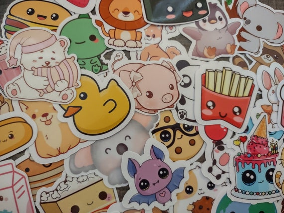 50 Cute Kawaii Stickers Food & Animals Laptop Stickers - Etsy