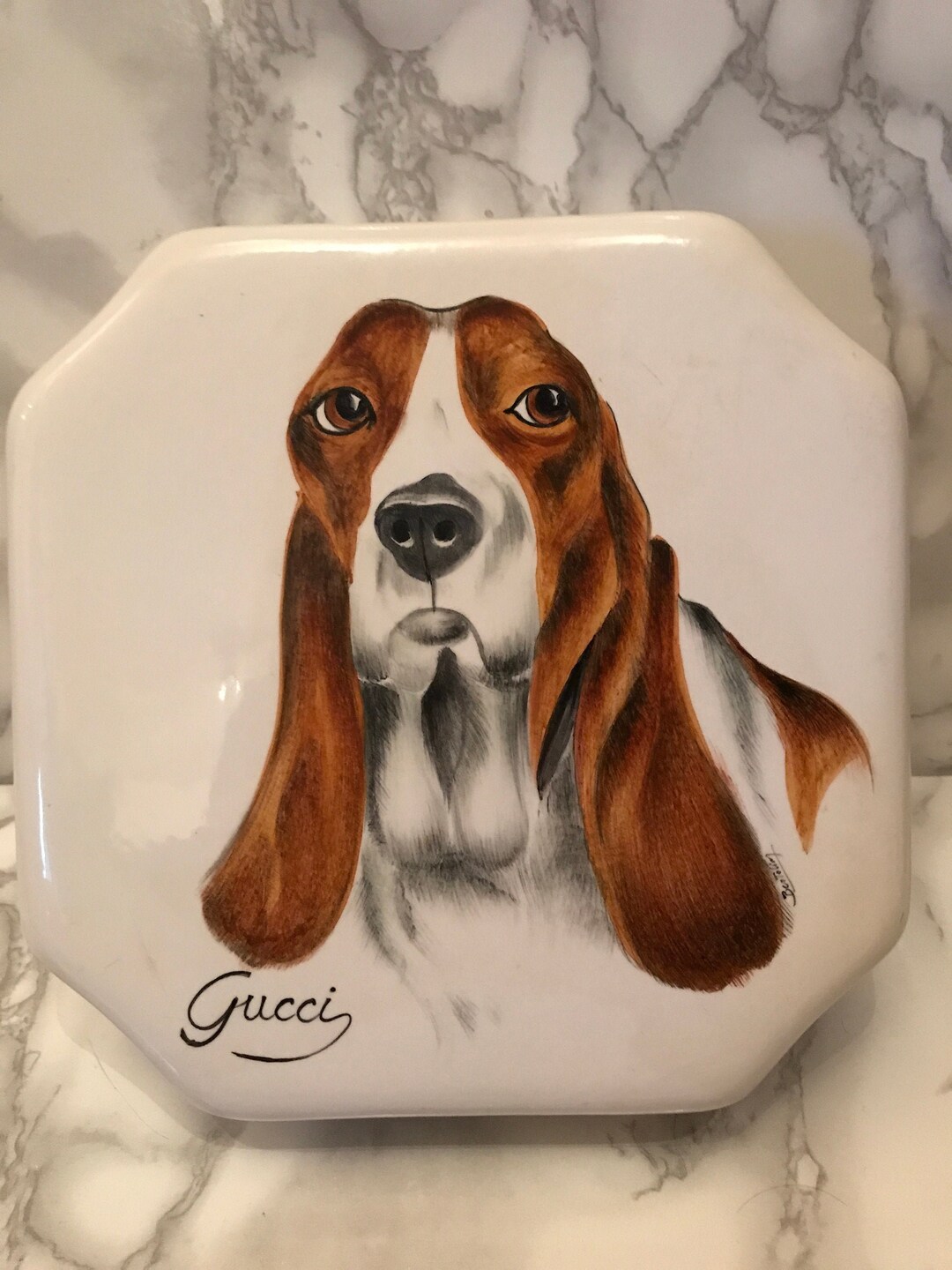 Gucci Basset Hound Ceramic Trinket Box - Gucci Dipinto a Mano ESTE C.E ...