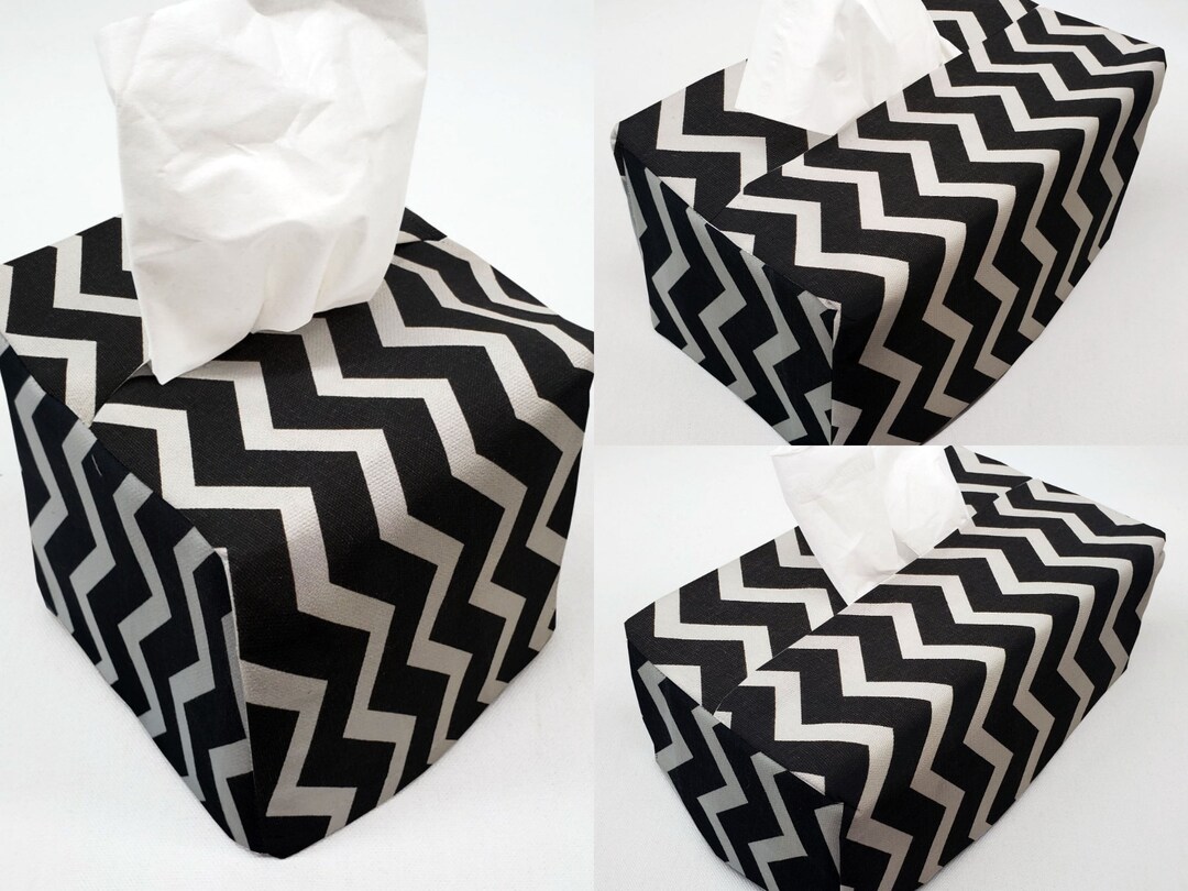 Black and White Chevron Tissue Box Cover - Etsy