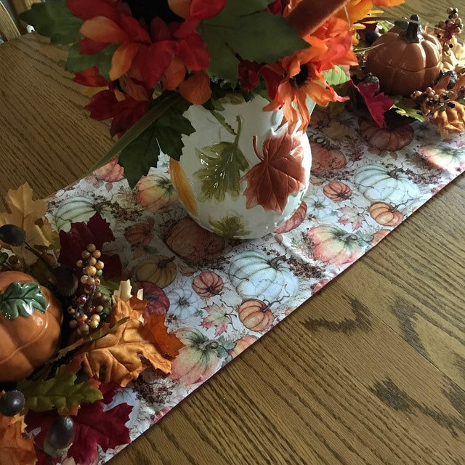 Fall Pumpkins & Leaves Table Runner Placemats Coasters and | Etsy
