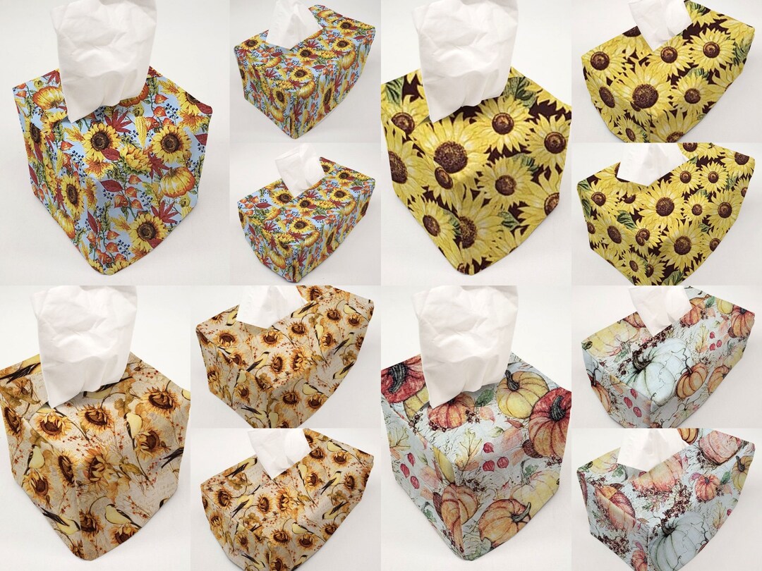 Fall Pumpkins Leaves Sunflowers Birds Corn Tissue Box Cover (4 Patterns ...