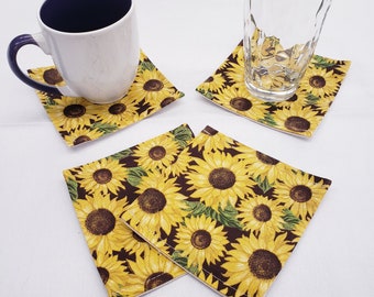Sunflower Wood Coasters (set of 4) - Etsy