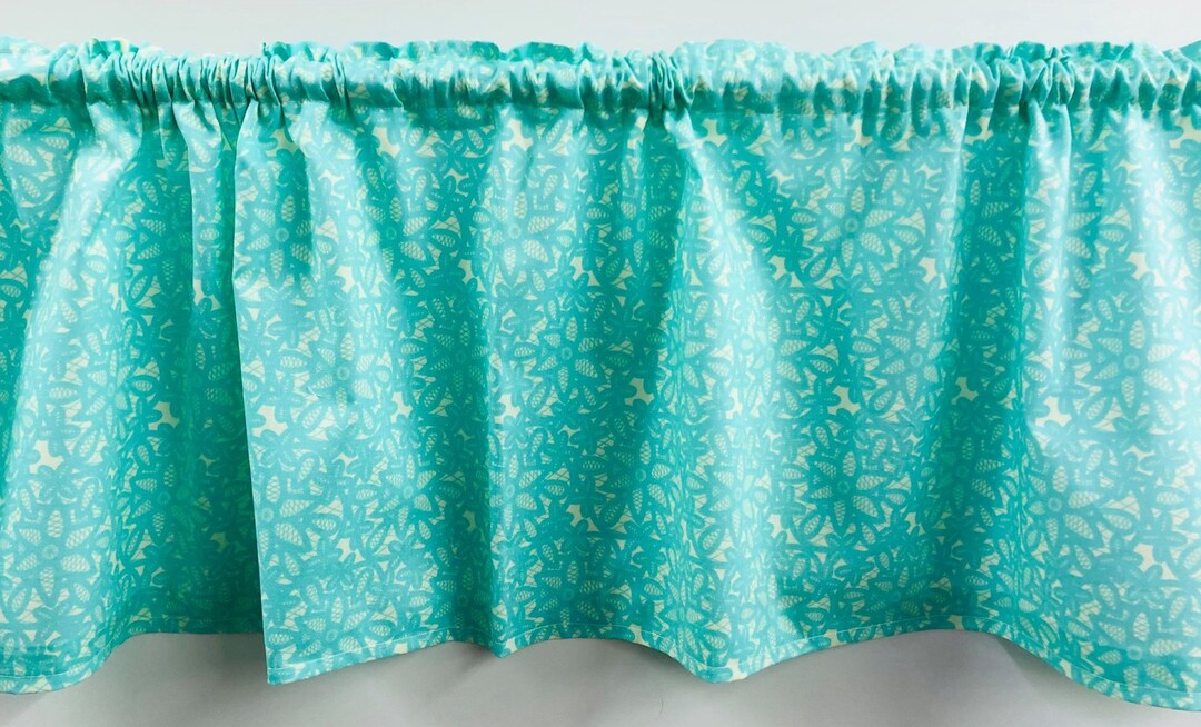 Aqua & Cream Floral Lace Valances (set of 2) K4 - Etsy