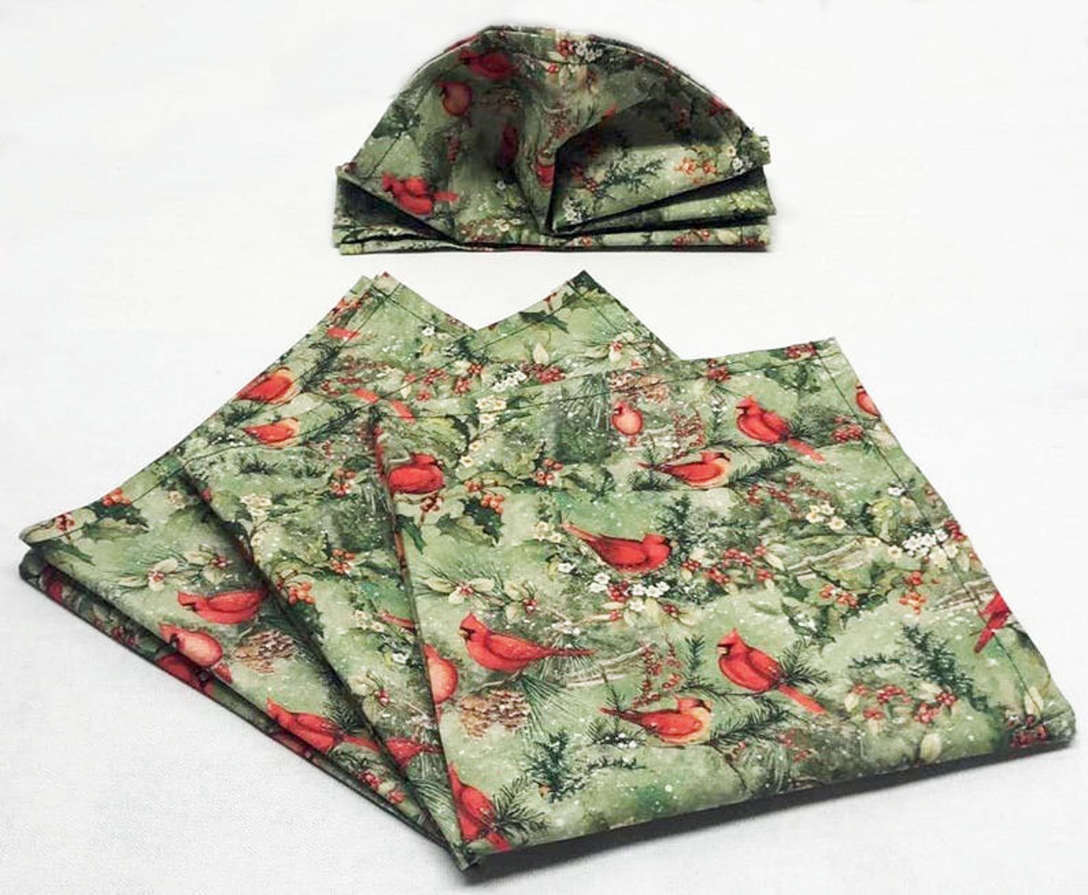 Cardinals Holly Evergreens Christmas Cloth Napkins set of 4 - Etsy