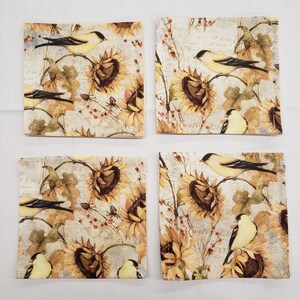 Harvest Sunflowers & Birds Coasters (set of 4) - Etsy