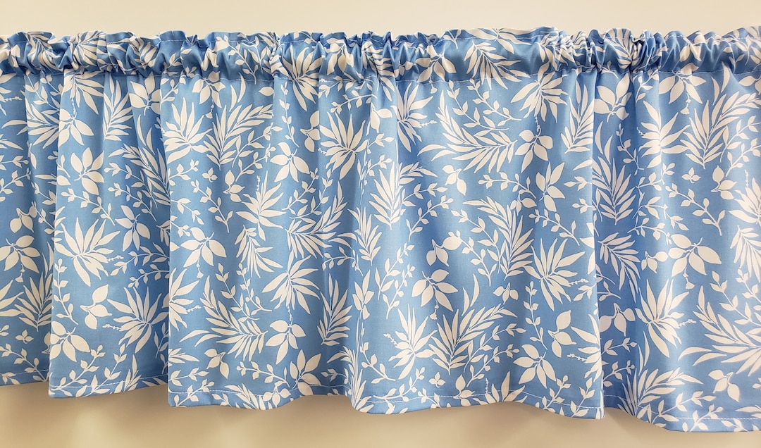 White & Blue Floral Valances (set of 2) K4 - Etsy