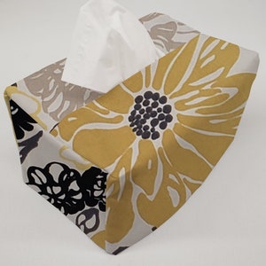 Yellow Black Gray Floral Tissue Box Cover - Etsy