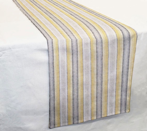 Yellow Gray Beige Stripes Table Runner | Etsy