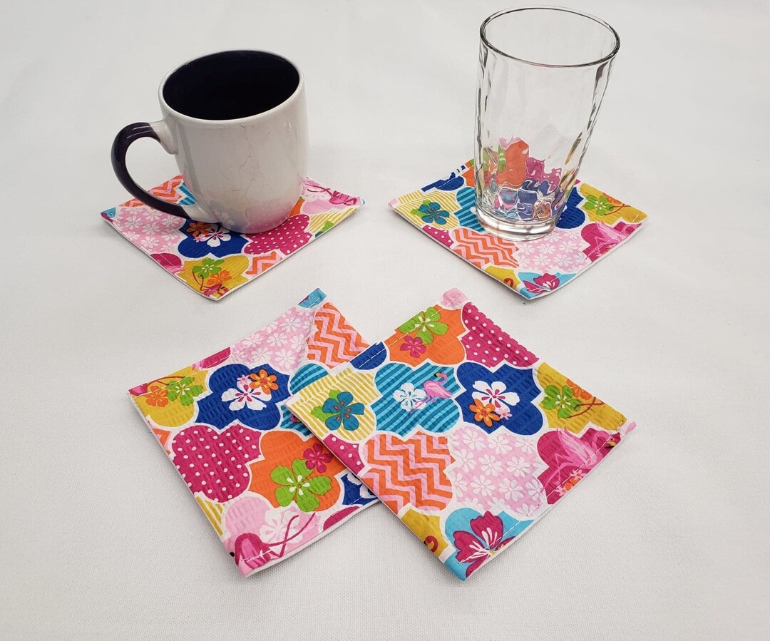 Tropical Flamingo Coasters (set of 4) - Etsy