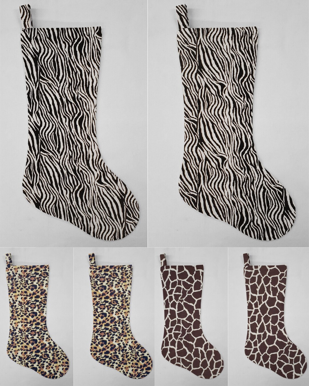 Animal Print Zebra Giraffe Jaguar Christmas Stocking (3 Patterns ...