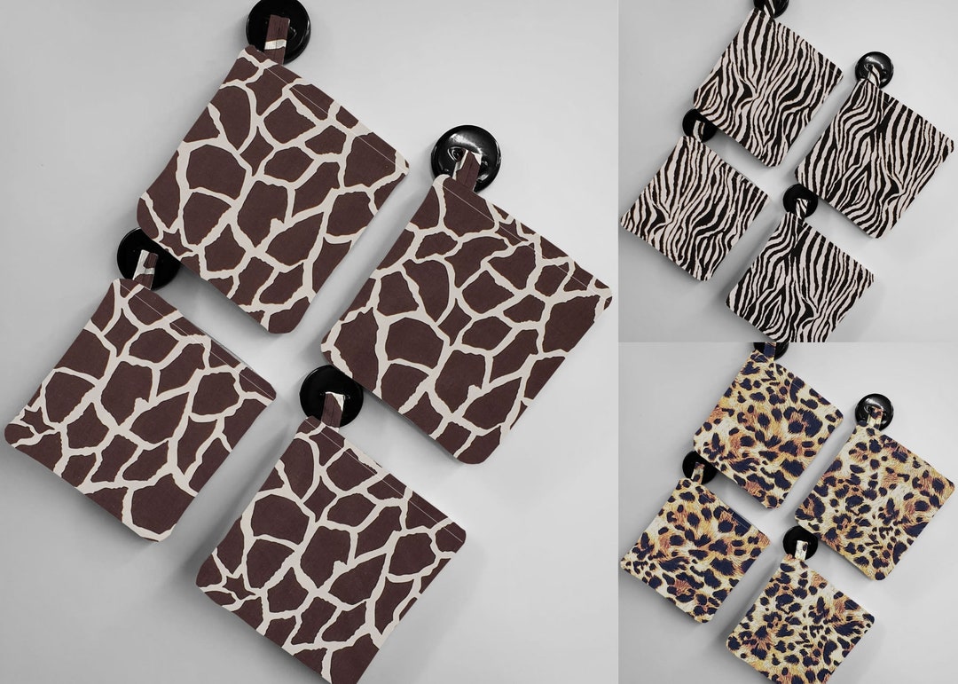 Animal Print Zebra Giraffe Jaguar Pot Holders (3 Patterns Available ...