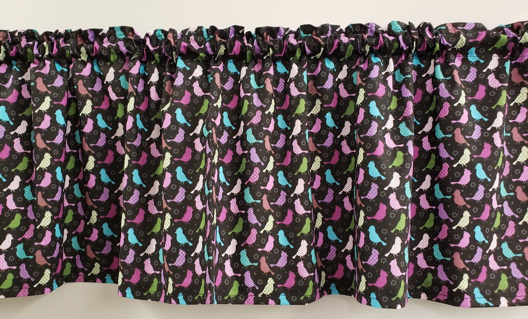 Multi Color Birds With Black Background Valances (set of 2) K3 - Etsy