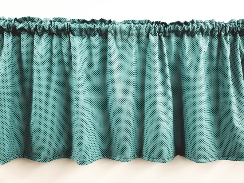 Teal Blue Aqua With Brown Polka Dots Valances (set of 2) - Etsy