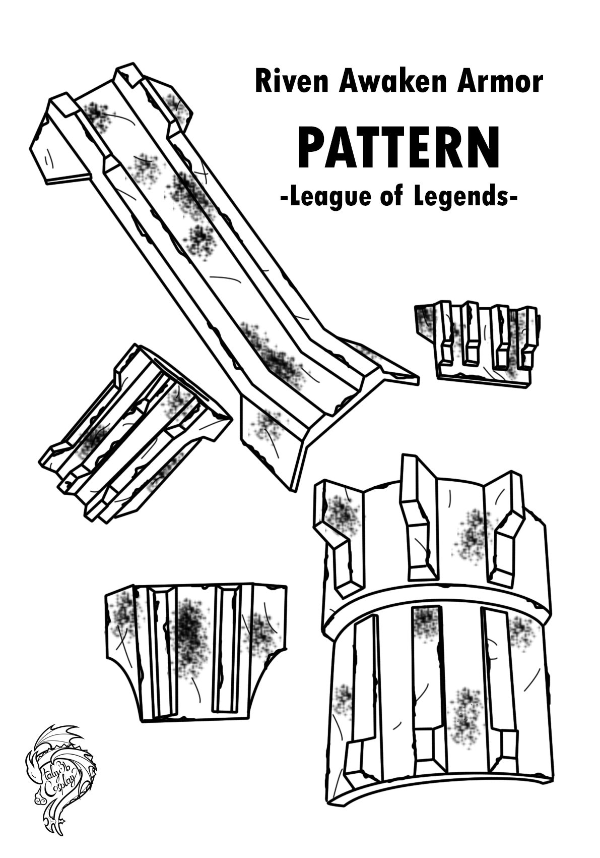 Patrón Y Tutorial De Armadura De Riven Awaken League of Legends patrón ...