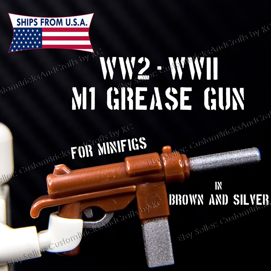 WW2 M1 Grease Gun for Minifigs CUSTOM TOY Bricks Brown & Silver - Etsy
