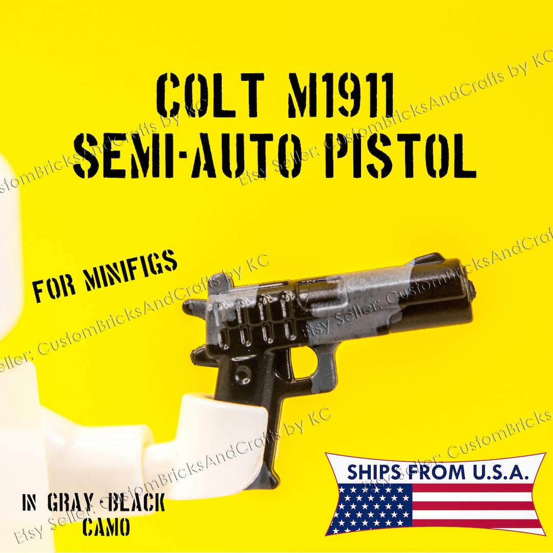 Toy Colt M1911 Semi Auto for Minifigs CUSTOM TOY Bricks Gray Black Camo ...