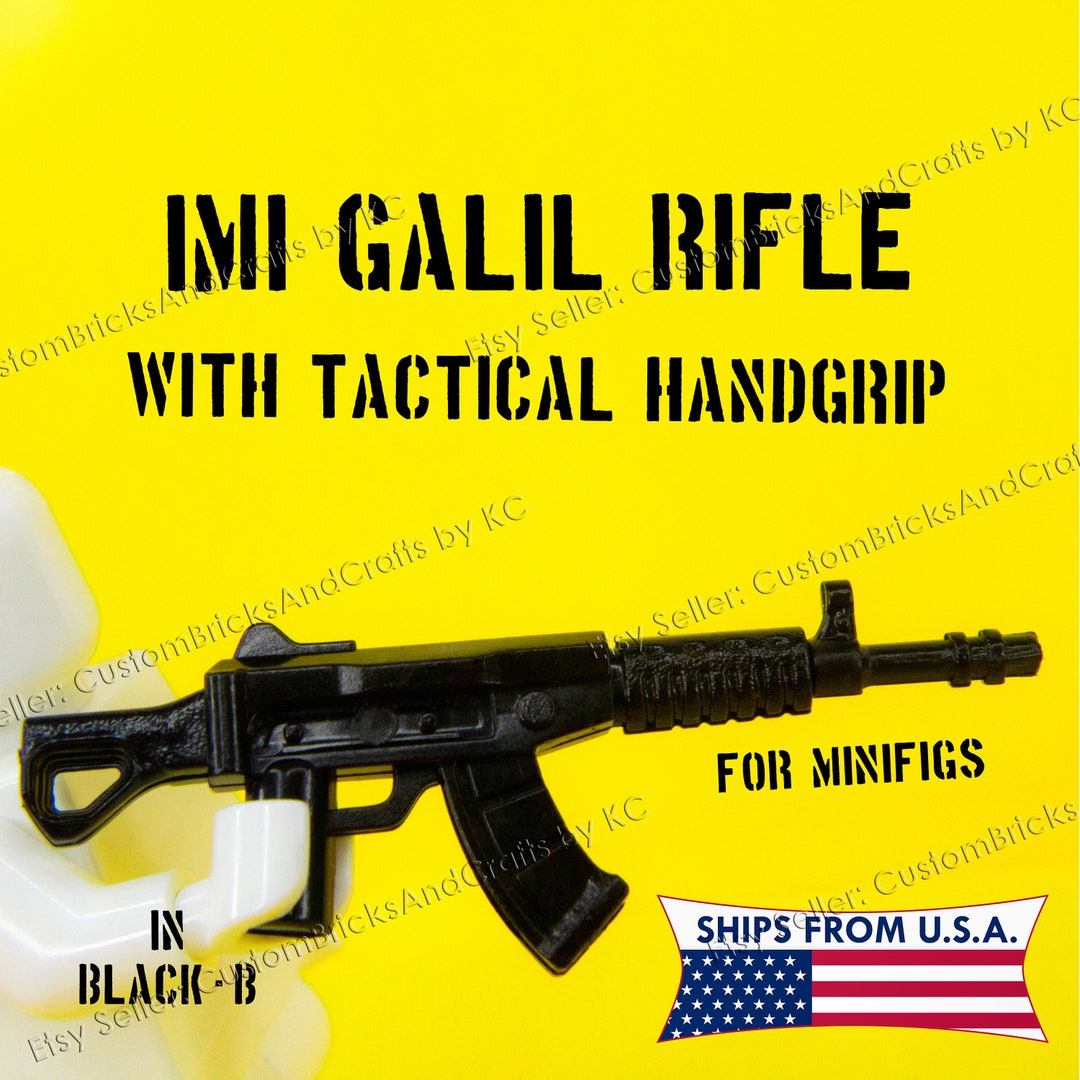 IMI Galil W/ Tactical Hand Grip CUSTOM Brick Weapons for Minifigs Black ...