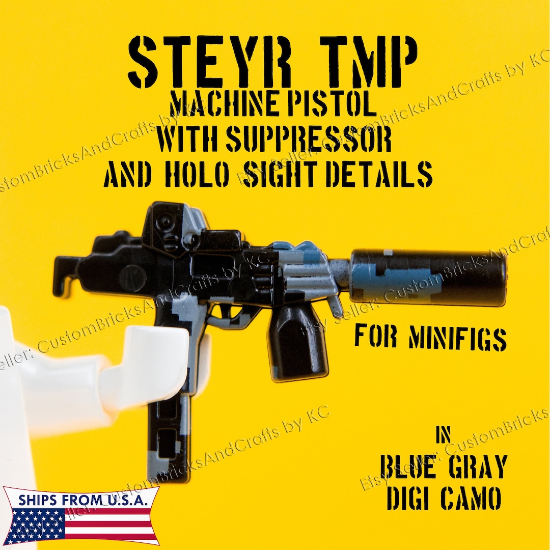 Steyr TMP Pistol W/ Suppressor Silencer & Holo Sight for Minifigs ...