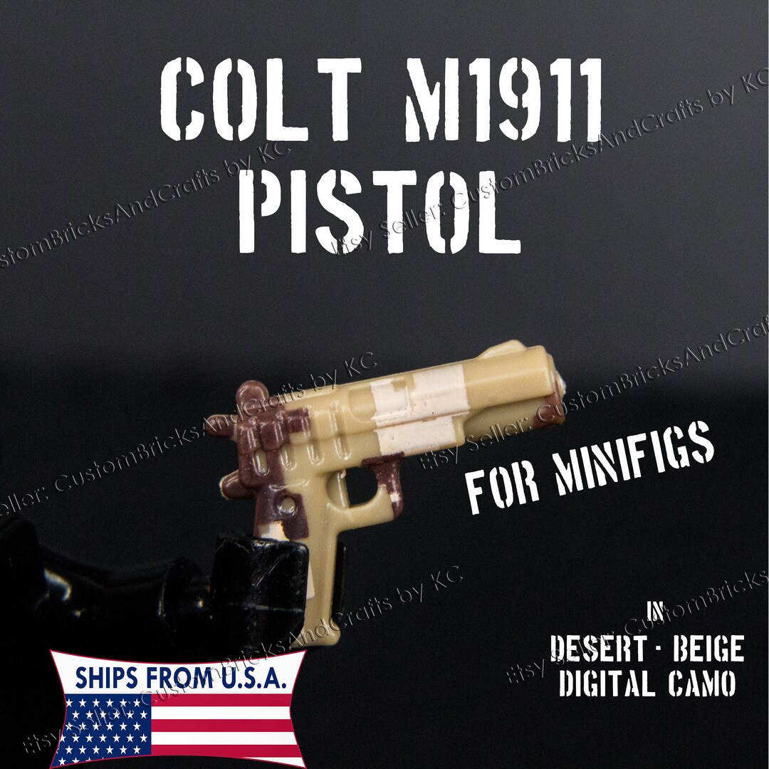 Colt STYLE M1911 Pistol for Minifigs CUSTOM TOY Brick desert Beige Digi ...