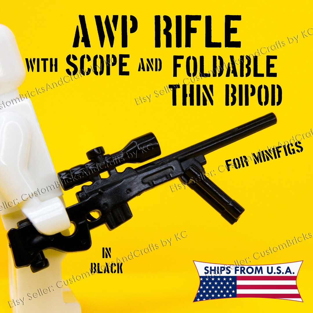 AWP Rifle Scope Swivel Thin Bipod for Minifigs CUSTOM TOY Brick Black ...