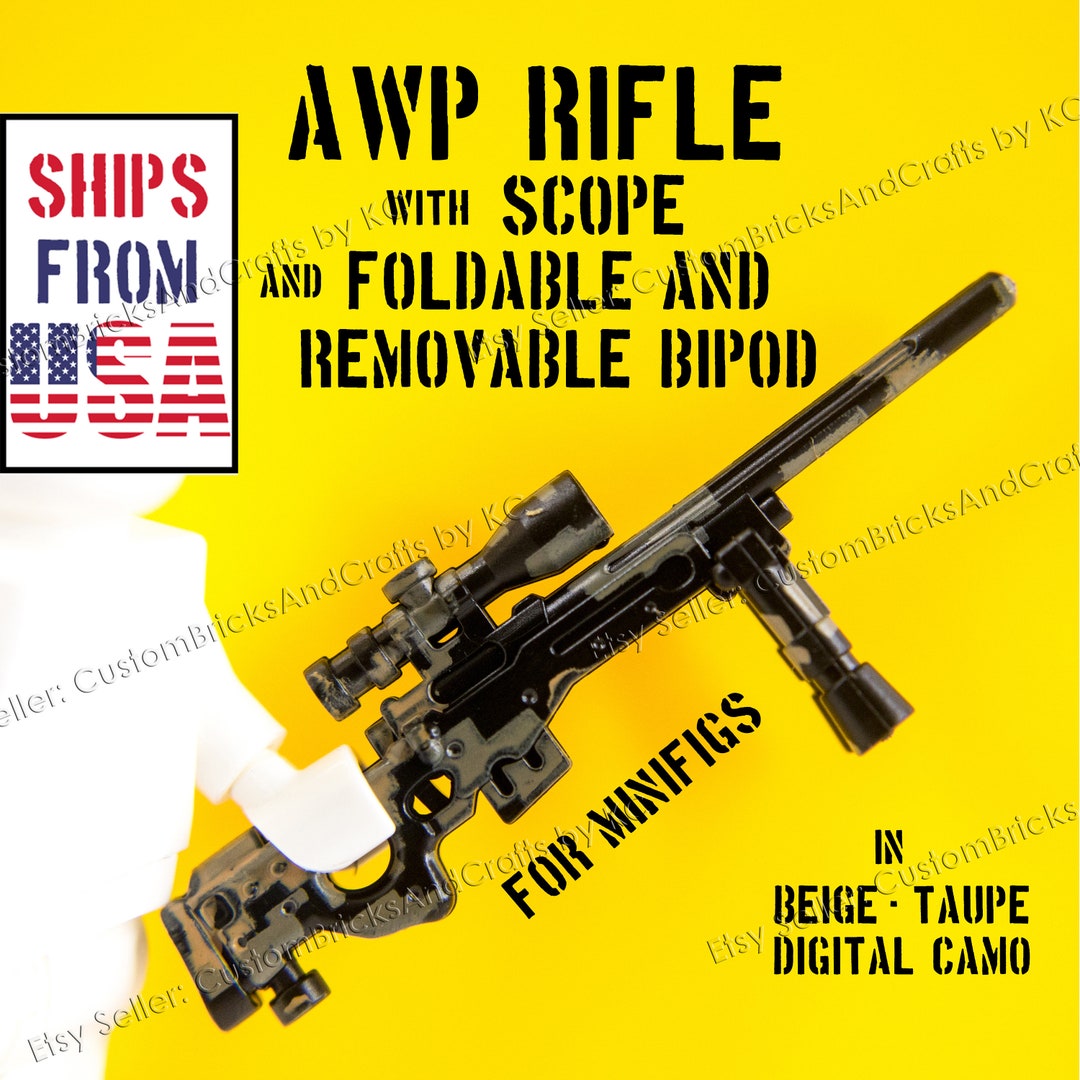 AWP Rifle Scope Bipod for Minifigs CUSTOM TOY Brick beige Taupe Digi ...