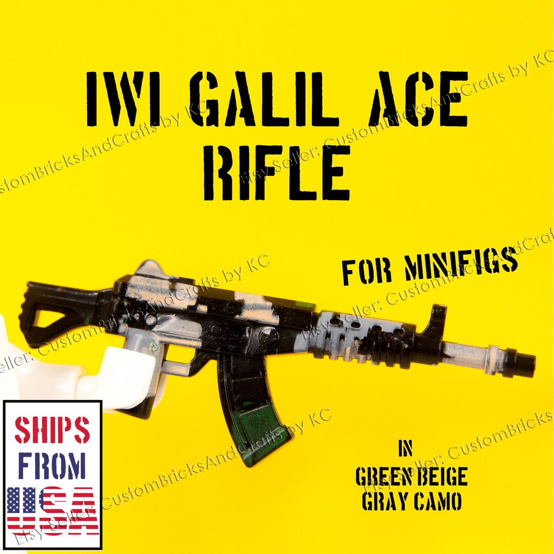 IWI Galil Ace Rifle for Minifigs CUSTOM TOY Brick Beige White Green ...