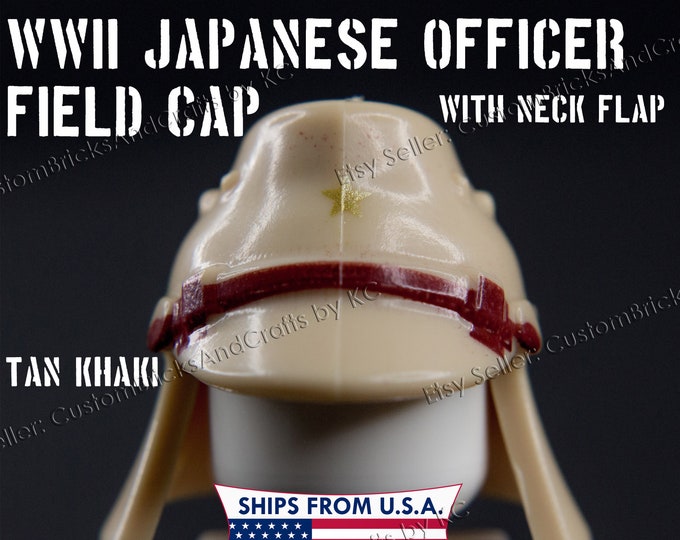 WW2 Japanese Army Officer Field Cap W/ Star & Neck Flap • Custom Brick ...
