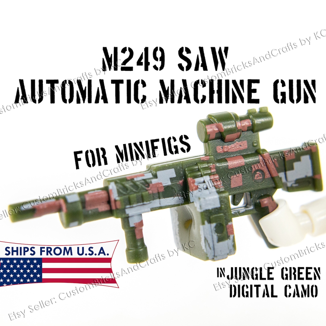 M249 SAW Automatic Machine Gun for Minifig CUSTOM TOY Bricks Green ...