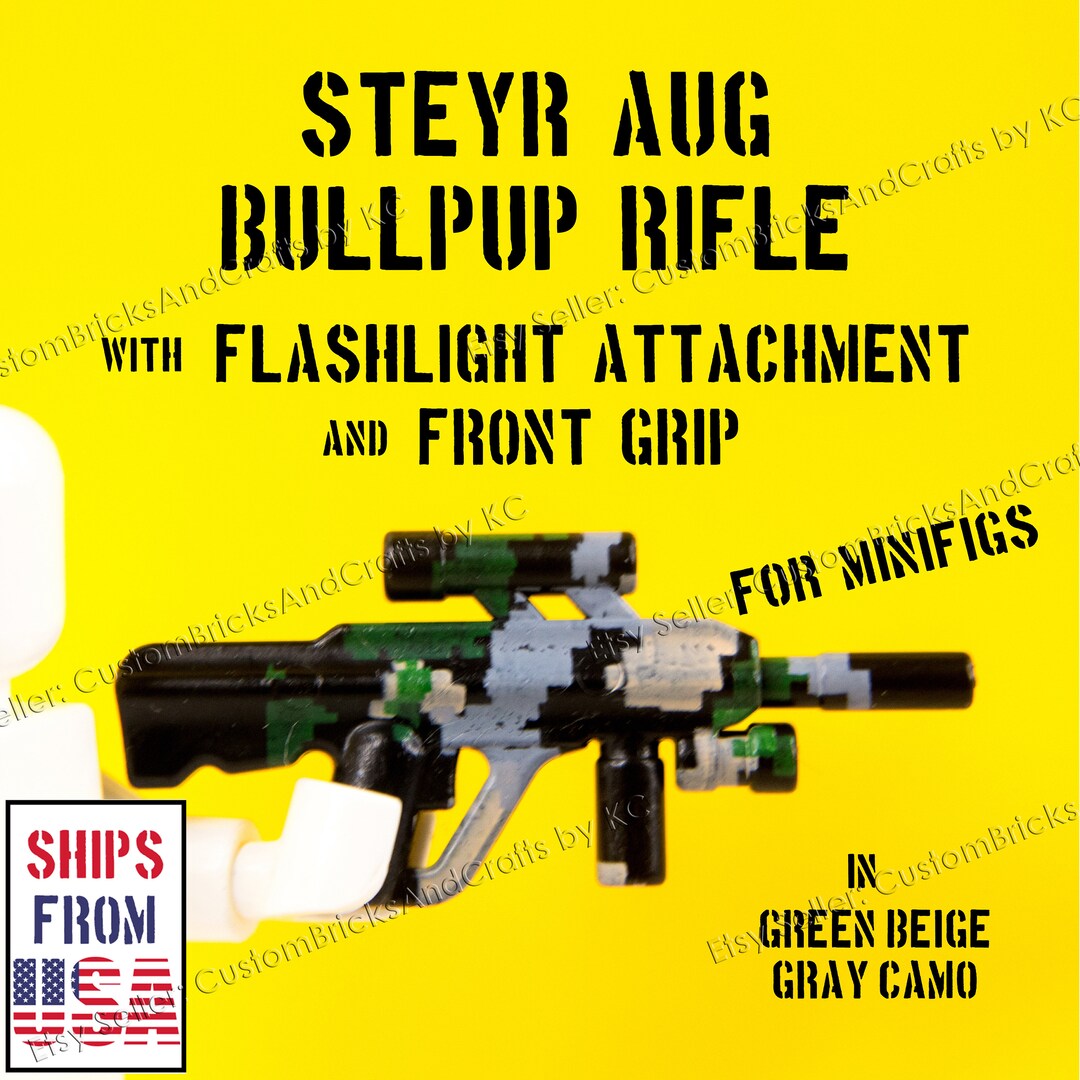 Steyr Aug Bullpup W/ Flashlight Minifigscustom TOY Brickbeige White ...