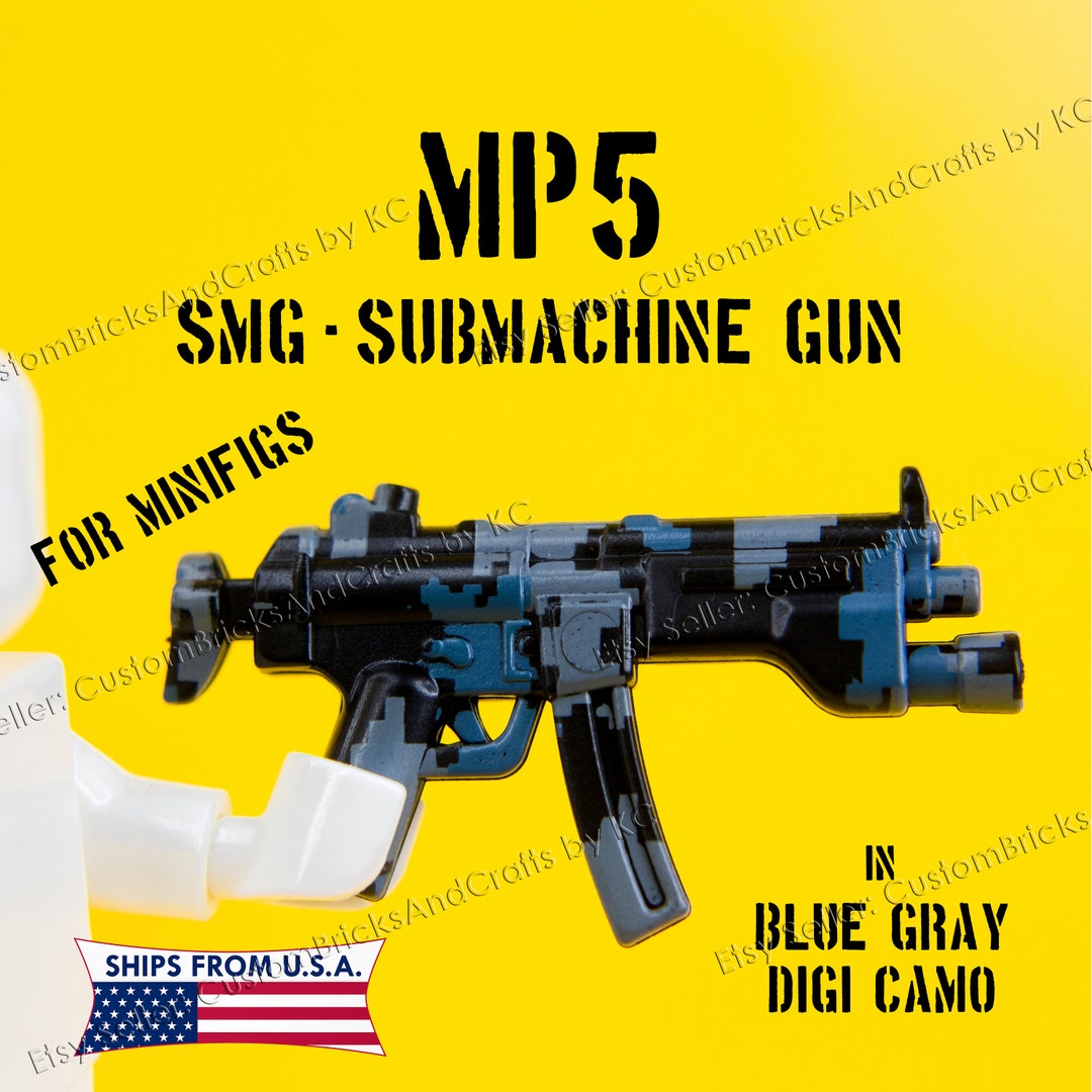 H&K MP5 SMG Submachine Gun W/ Flashlight Detail for Minifigs CUSTOM TOY ...