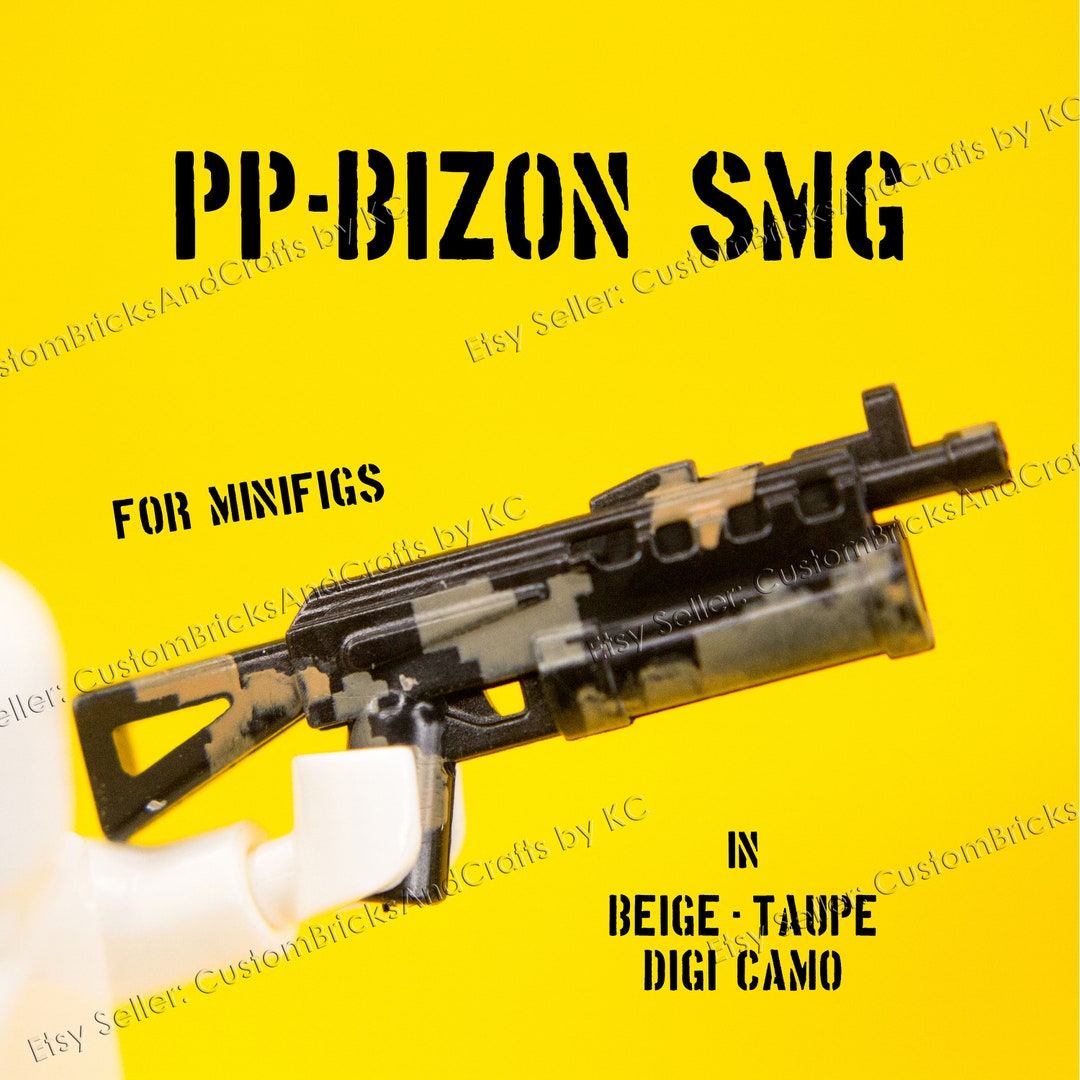 Pp-bizon Submachine SMG for Minifigs Custom TOY Brick Beige Taupe Camo ...