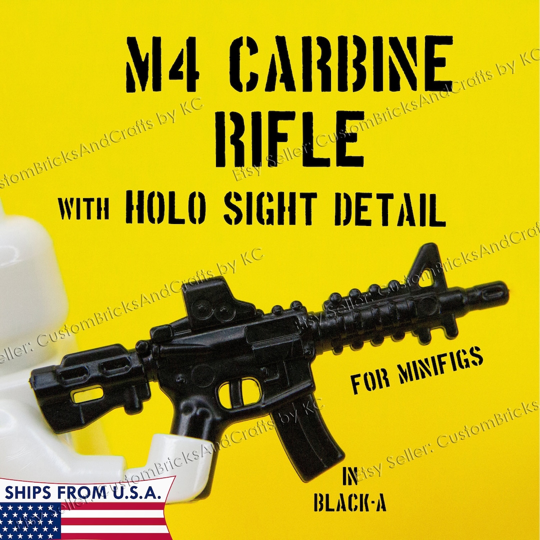 M4 M4A1 Carbine Rifle W/ Holo Sight for Minifigs CUSTOM TOY Brick Black ...
