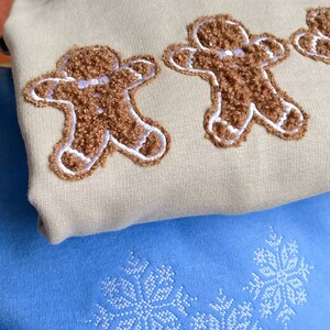 Embroidered Gingerbread Man Christmas Sweatshirt, Unisex Boucle Jumper ...