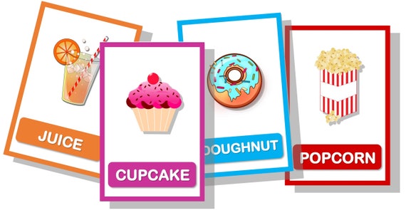 Food & Drink Flash Cards Printable - Etsy