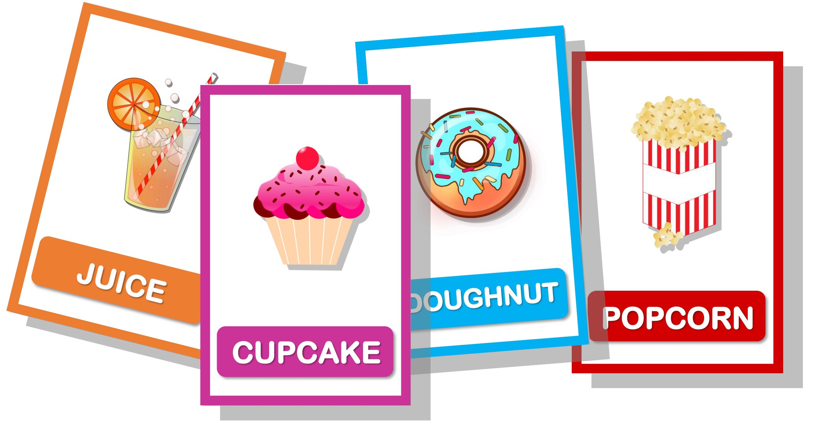 Food & Drink Flash Cards Printable - Etsy