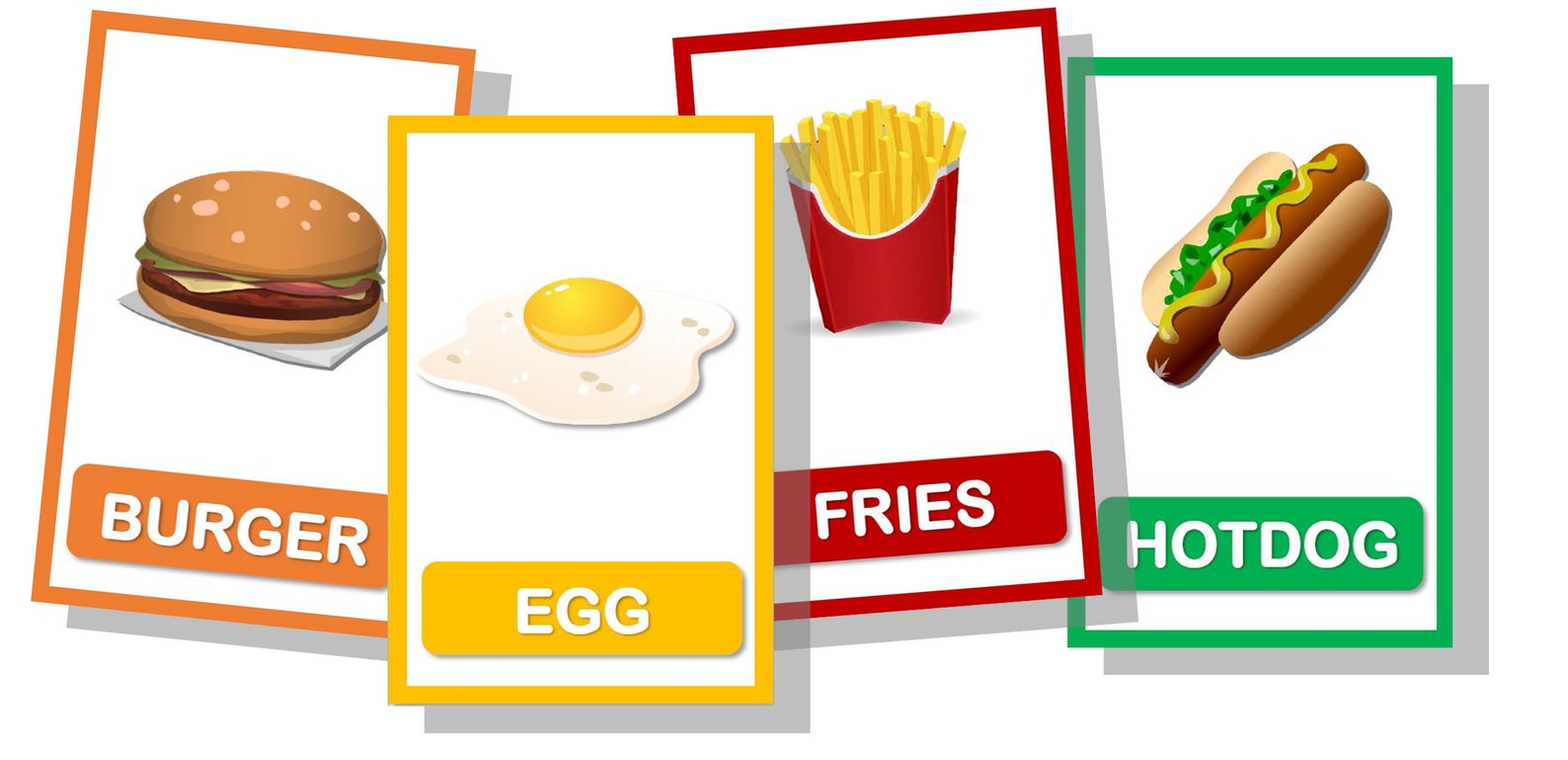 Food & Drink Flash Cards Printable - Etsy