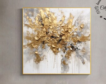 Gold Leaf Painting Gold Abstract Art Original Modern Abstract Painting ...