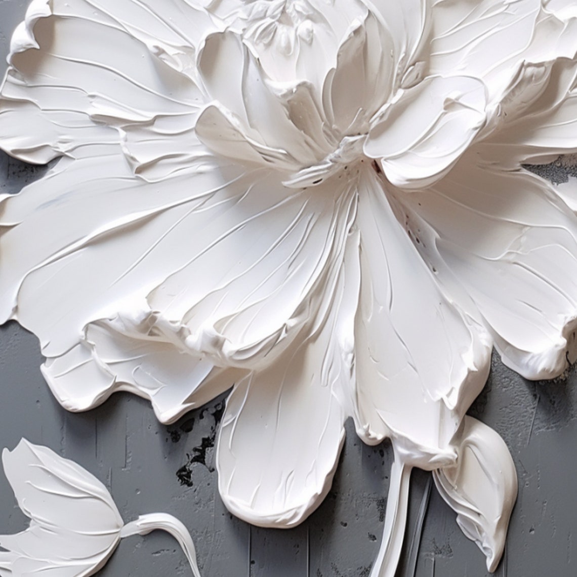 Large White Flower Texture Oil Painting,floral Texture Acrylic Painting,3d Art Palette Knife ...